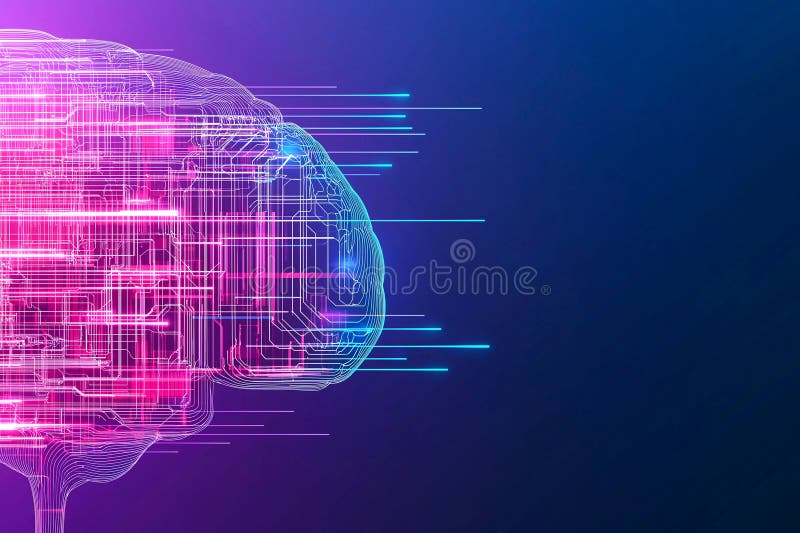 Digital Brain Illustration with Vibrant Lines Representing Neural ...