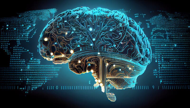 Digital Brain Image stock illustration. Illustration of lighting ...