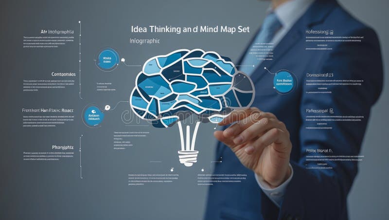 Digital Brain Infographic for Idea Mapping Concepts Stock Illustration ...