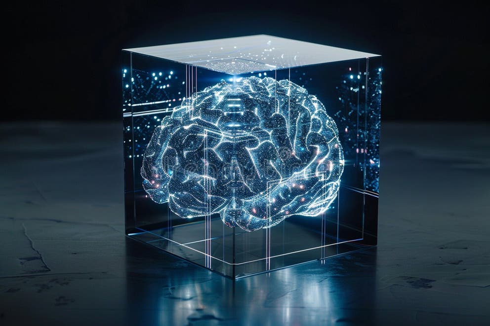 Digital Brain Inside Crystal Cube, Futuristic Technology, Data, Science ...