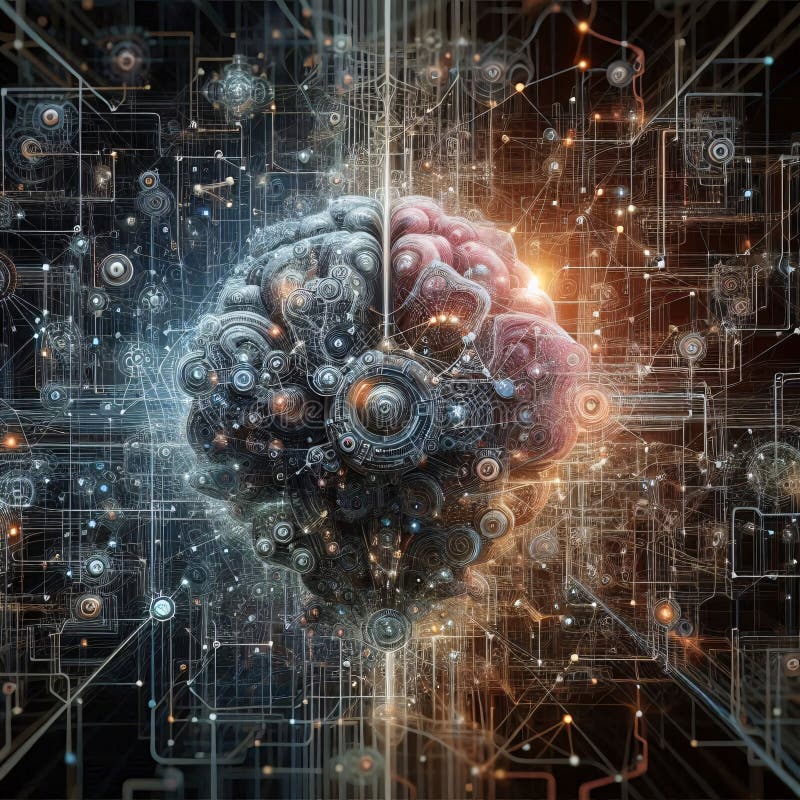 A Digital Brain Intertwined with Intricate Circuits Shines Amidst a ...