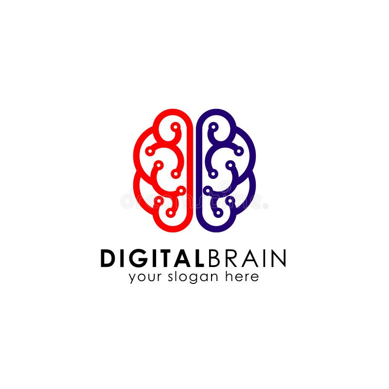 Digital Brain Logo Design Template. Electronic Brain Logo Vector Stock ...