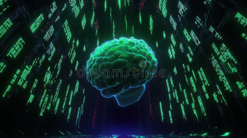 Digital Brain in Matrix-inspired Cybernetic Environment Stock ...