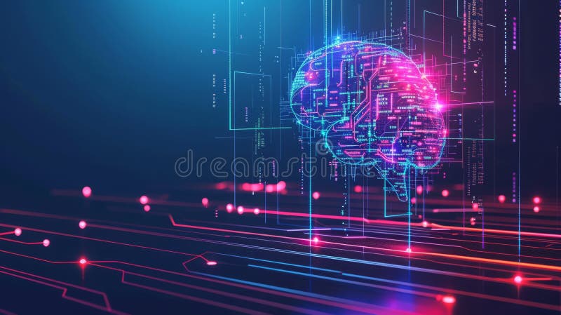 Ai Neon Brain Circuits Representing Advanced Technology Artificial ...