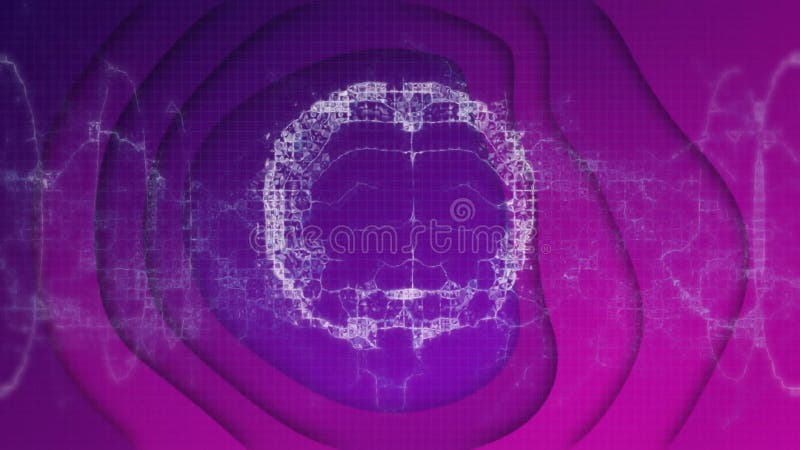 Digital Brain Network Animation Over Purple Abstract Background with ...