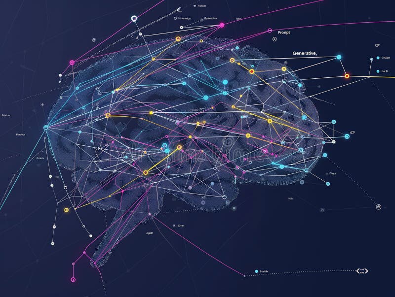 Digital Brain Network with Neural Connections Stock Image - Image of ...