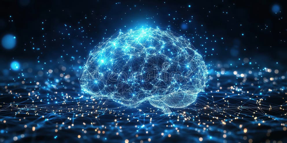 Digital Brain Network Visualization Representing Artificial Intelligence and Neural Connections ...