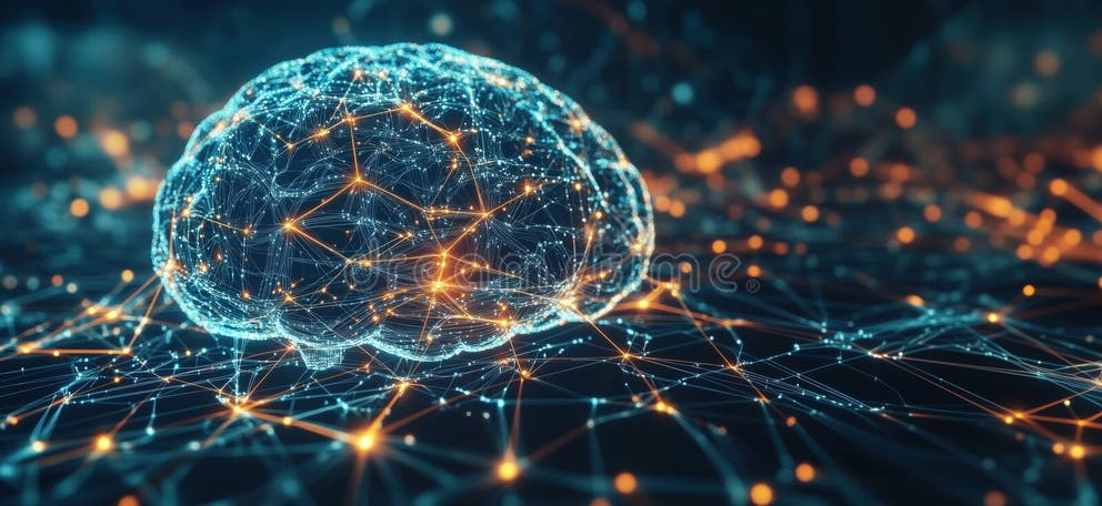 Digital Brain Network Visualization Representing Artificial Intelligence and Neural Connections ...