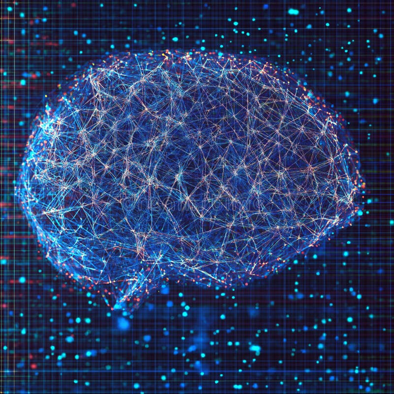 Digital Brain Networks Connecting Neural Pathways in Futuristic Blue ...
