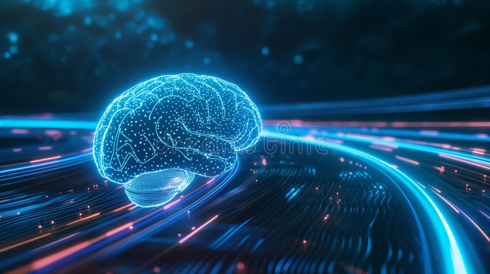 Digital Brain with Neural Network and Data Streams Stock Photo - Image of neural, cybernetic ...