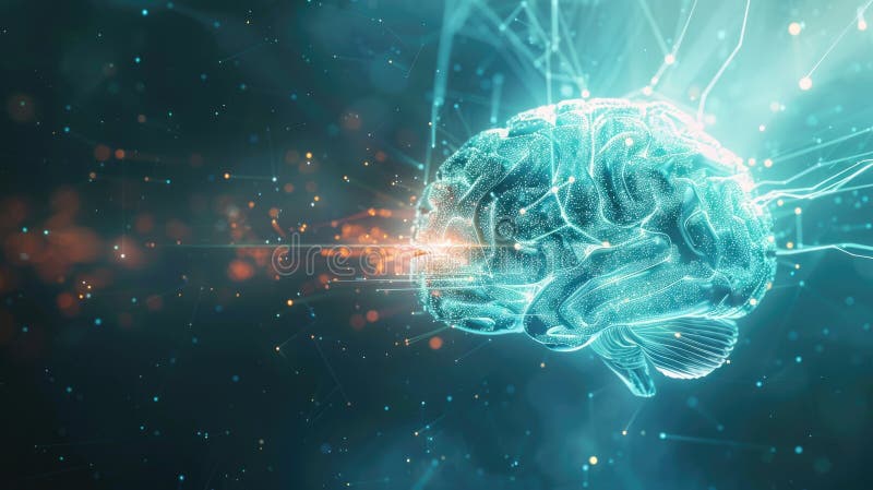 Digital Brain with Neural Network and Glowing Connections is Designed ... Digital Brain with Neural Network and Glowing Connections is Designed ...