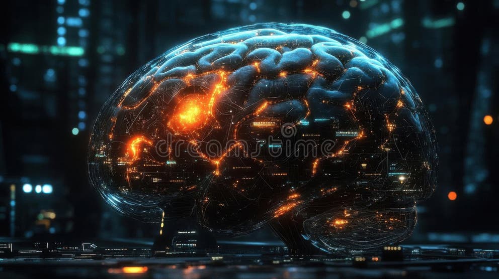 Digital Brain, Neural Network Visualization Stock Image - Image of ...