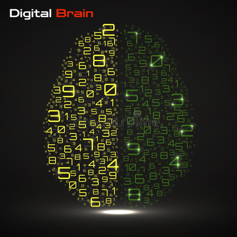 Digital Brain with Numbers. Artificial Intelligence Concept Stock ...