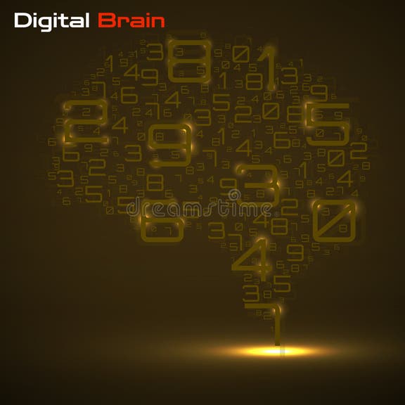 Digital Brain with Numbers. Artificial Intelligence Concept Stock ...