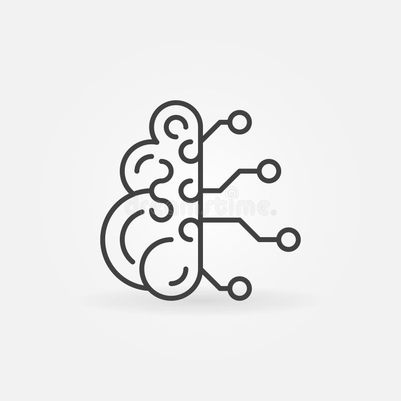 Digital Brain Outline Vector Icon. Tech Mind Concept Linear Sign Stock ...