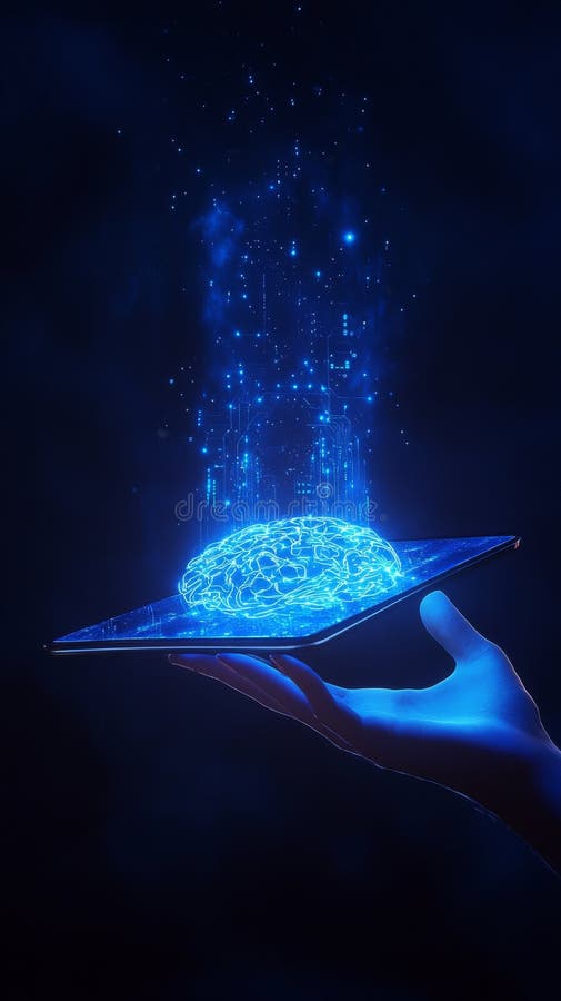 Digital Brain Projection Emitting Data Streams Stock Image - Image of ...