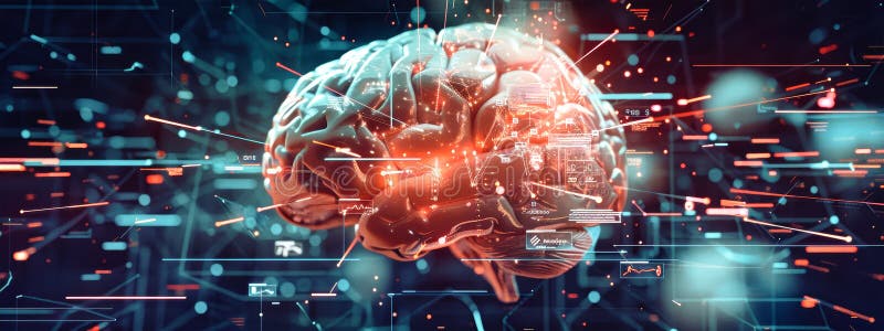 A Digital Brain Rendered in the Style of M C Escher, with Colorful Data ...