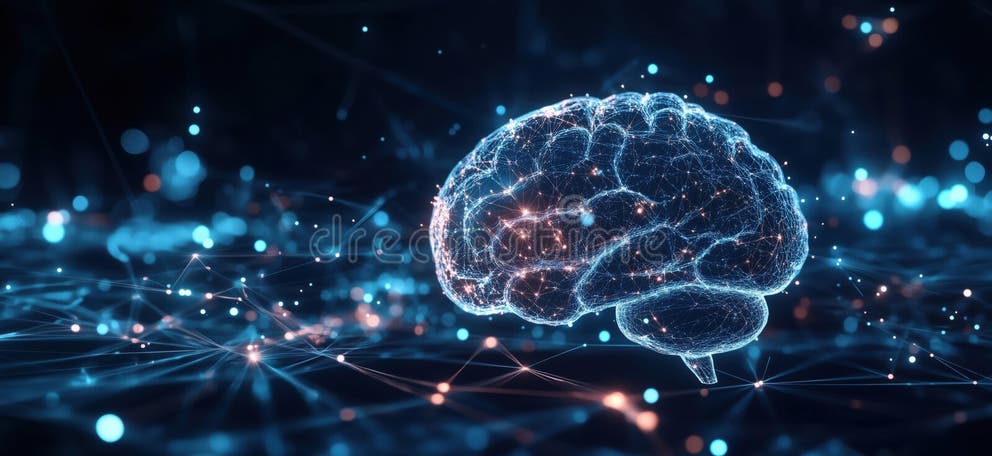 Digital Brain Representation with Glowing Neural Connections and Data ...