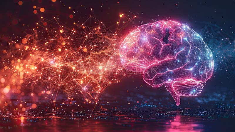 Digital Brain Representation in Vibrant Neural Networks. Stock ...