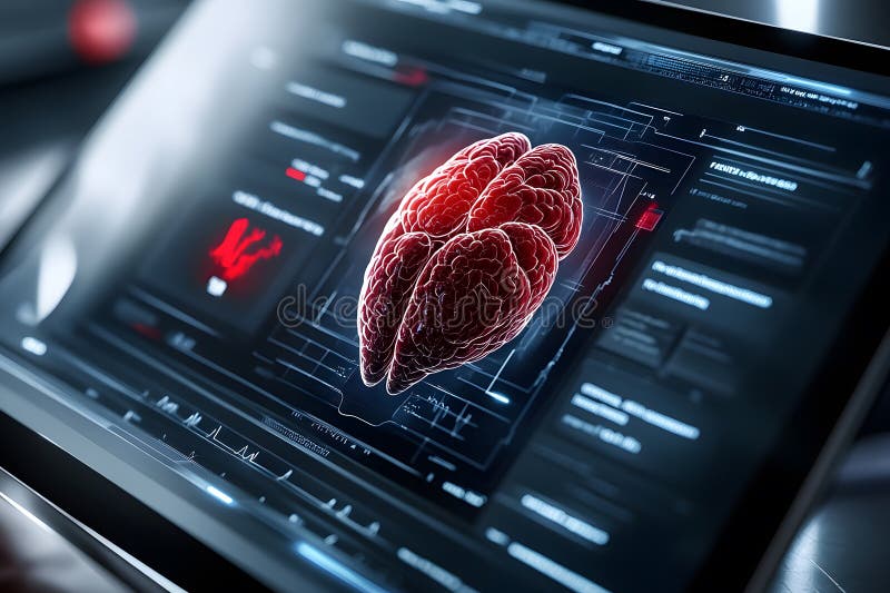 Digital Brain Scan on Futuristic Interface Display Representing ...