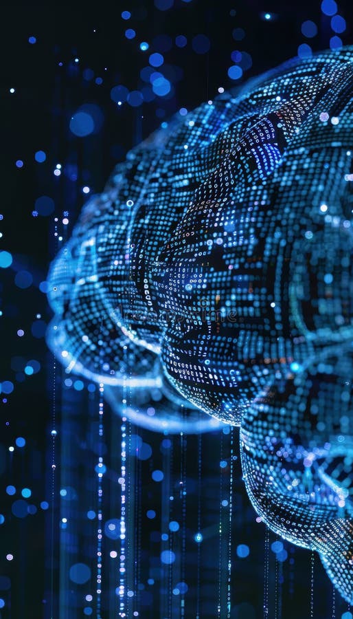 AI Neural Analysis: Digital Patterns and Binary Code Brain Representation Stock Photo - Image of ...