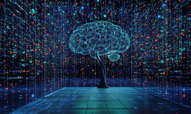 Digital Brain Structure Illuminated by Colorful Data Streams Stock ...