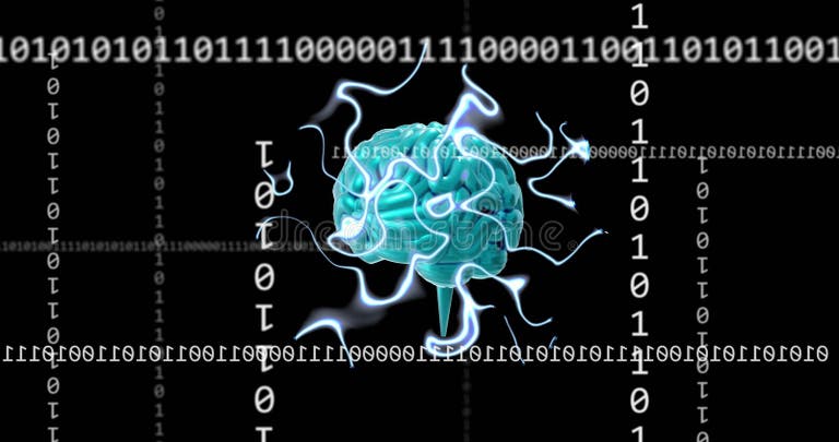 Digital Brain Surrounded by Binary Code, Representing Artificial ...