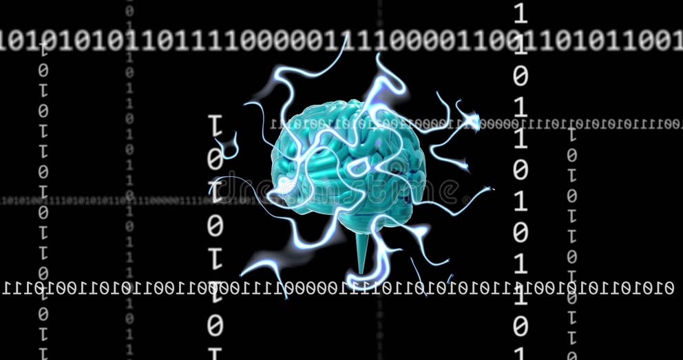 Digital Brain Surrounded by Binary Code, Representing Artificial Intelligence Technology Stock ...