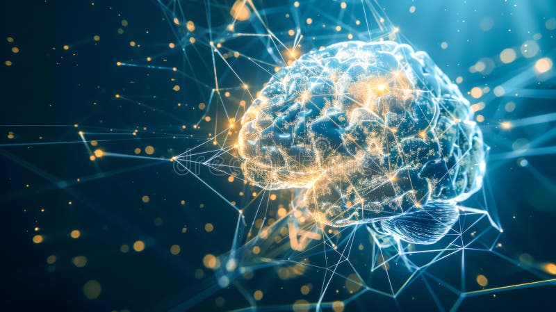 Digital Brain Surrounded by Interconnected Neural Networks Stock Image ...