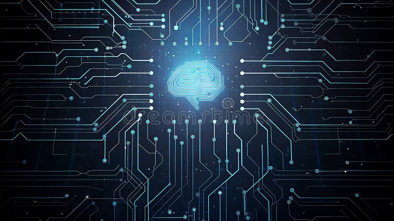 Digital Brain Surrounded by Network Lines Representing Synthetic Thought Stock Illustration ...
