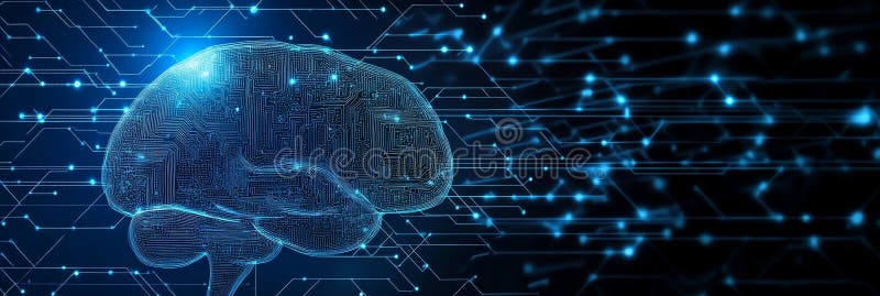 Digital Brain on a Tech Background Stock Illustration - Illustration of ...