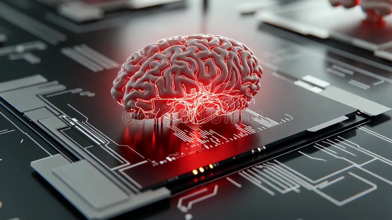 Digital Brain Visualization: Artificial Intelligence, Neural Network Simulation, Machine ...