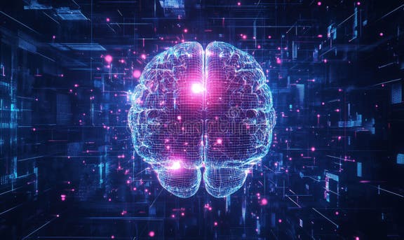 Digital Brain Visualization with Glowing Neural Connections and Data ...