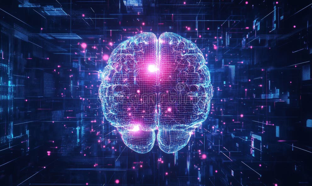 Digital Brain Visualization with Glowing Neural Connections and Data ...