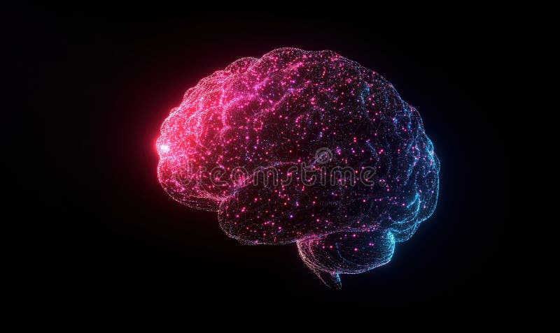 Digital Brain Visualization with Glowing Particles and Vibrant Colors ...