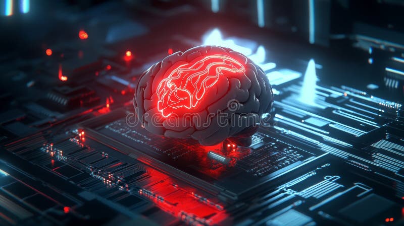 Digital Brainpower the Future of Data Flow a Glowing Human Brain on a ...
