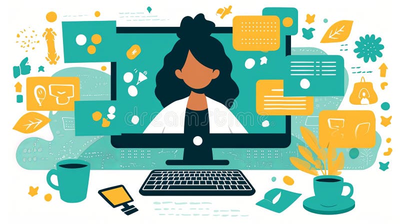 Digital Brainstorming Session with a Woman Hosting Virtual Meeting ...