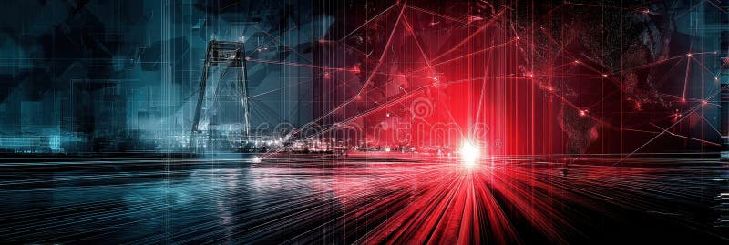 Digital Bridge Connects Distant Countries Marked by Warning Light ...