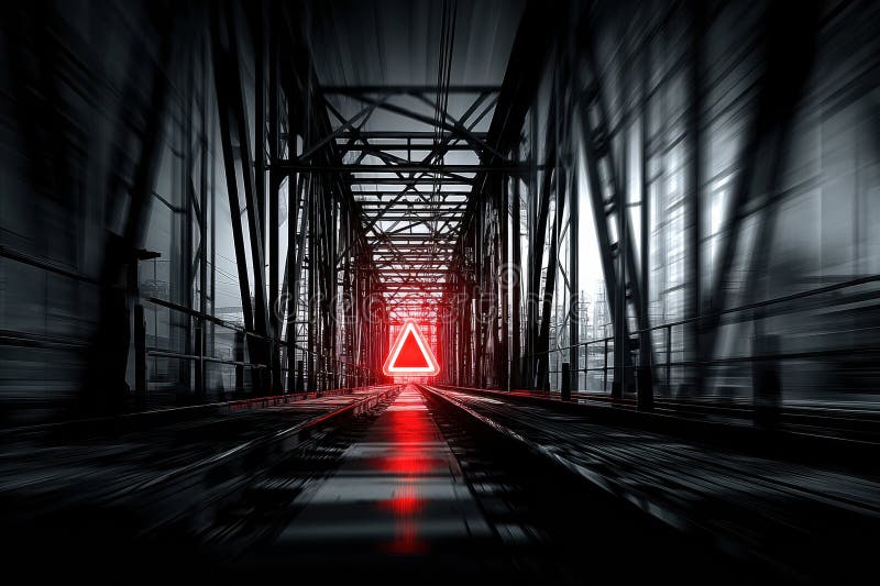 Digital Bridge Representing Severed Connections with a Warning Light ...