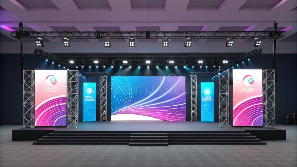 Digital Brilliance: a High-Tech Event Stage Stock Illustration ...