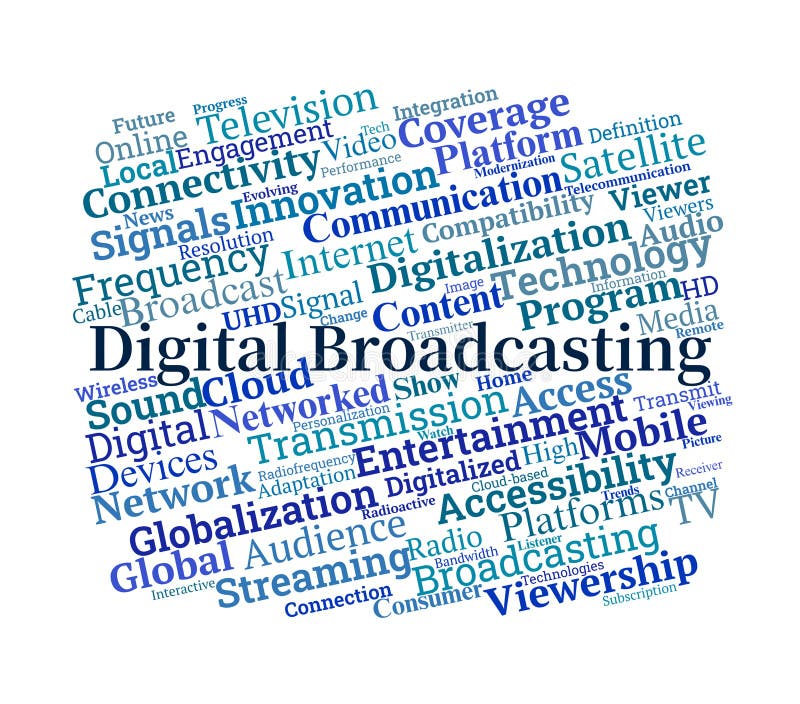 Digital Broadcasting Word Cloud Stock Illustration - Illustration of ...