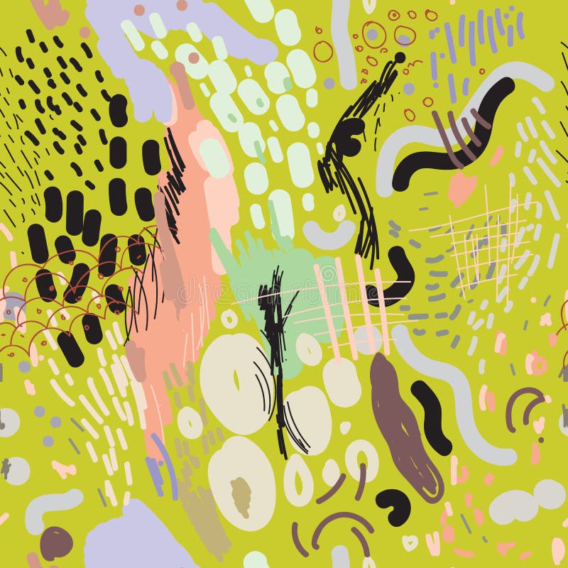 Digital Brush Strokes Seamless Pattern Stock Vector - Illustration of ...