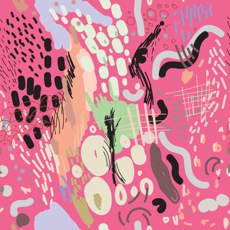 Digital Brush Strokes Seamless Pattern Stock Vector - Illustration of ...