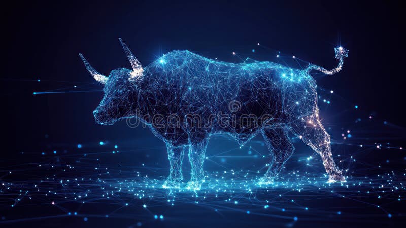 Digital Bull Abstract, Stock Market, Technology, Dark Background Stock ...