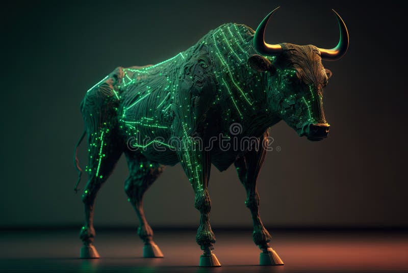 Digital Bull As a Concept of Bull Stock Market. Generative AI Stock ...