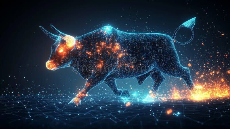 Digital Bull stock illustration. Illustration of financial - 335079096