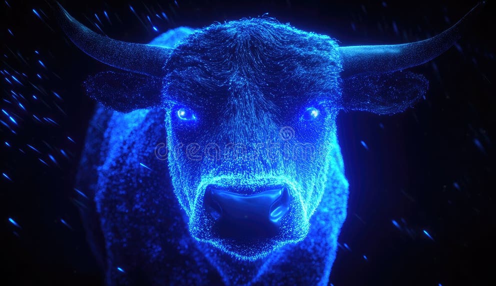 Digital Bull stock photo. Image of ethereal, face, effect - 384385458