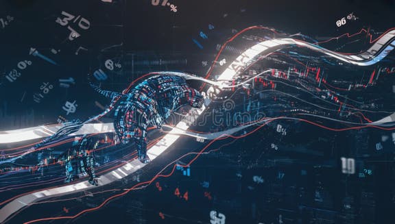Digital Bull Market with Abstract Data Visualizations and Graphs Stock ...