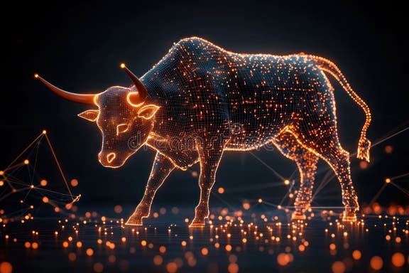 Digital Bull: Strong and Connected Network Points Stock Illustration ...