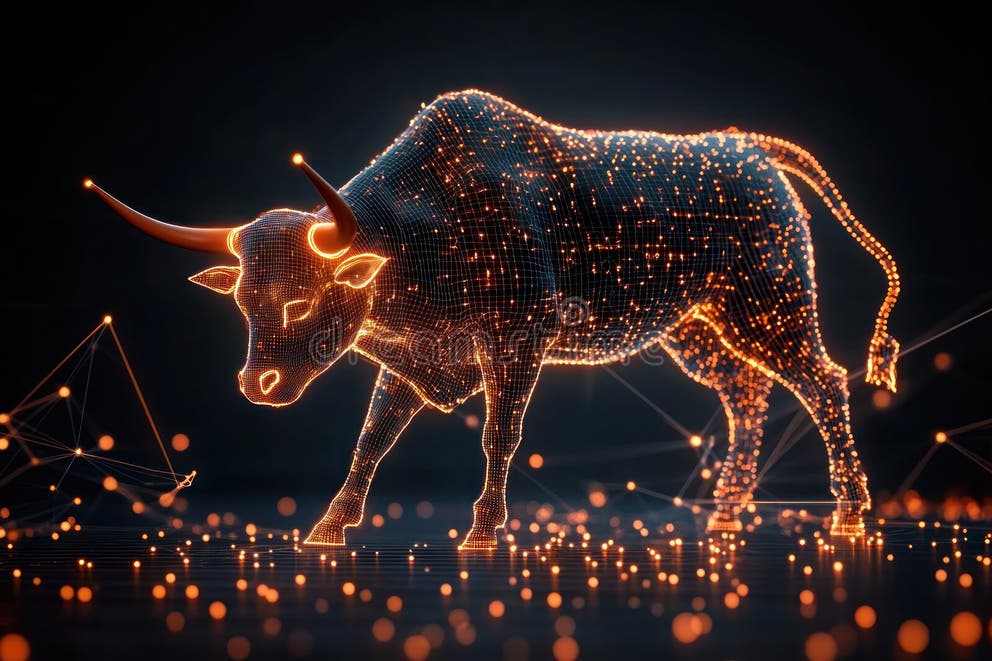 Digital Bull: Strong and Connected Network Points Stock Illustration ...